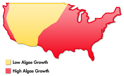 Warner Roofing, Inc. map of algae growth